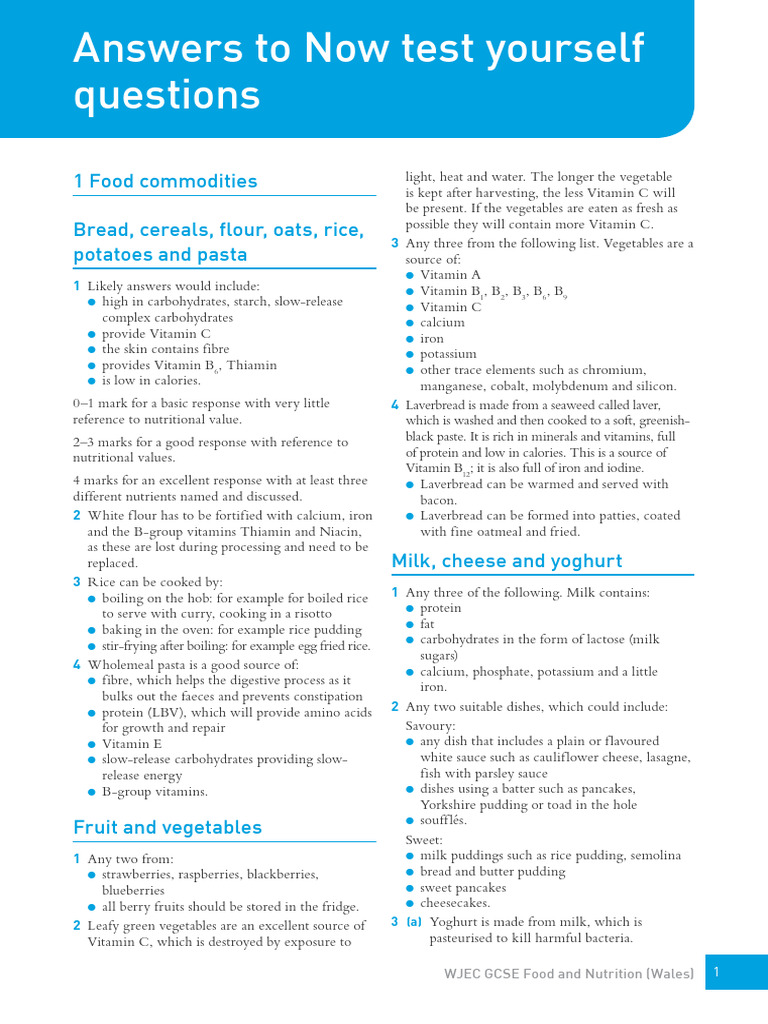 Culinary Arts Cereals Quiz | PDF | Foods | Sugar