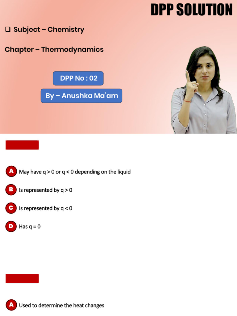 DPP-02 Thermodynamics 1730956551401 | PDF | Physical Chemistry | Thermodynamics