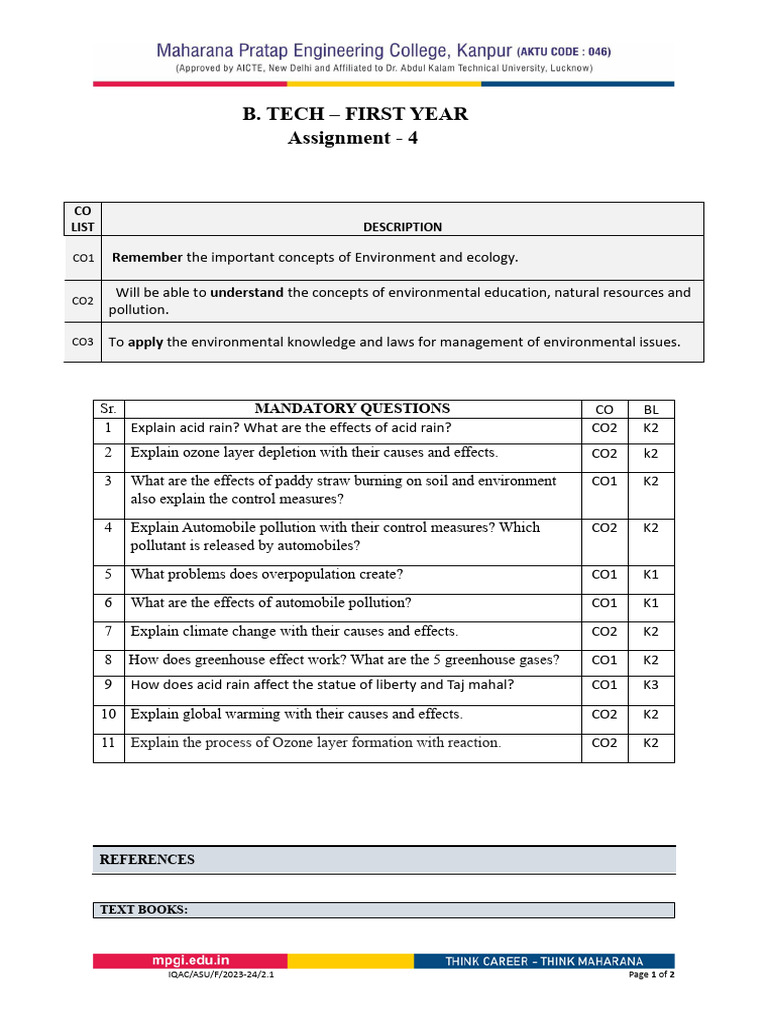 Assignment ENV 4 New Mpec | PDF | Natural Environment | Environment