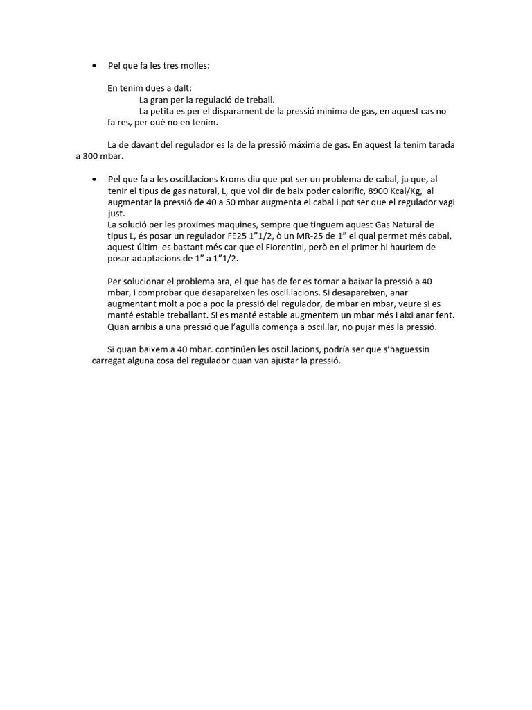 Motius Pel Qual El Regulador de Gas Es Bloqueja | PDF