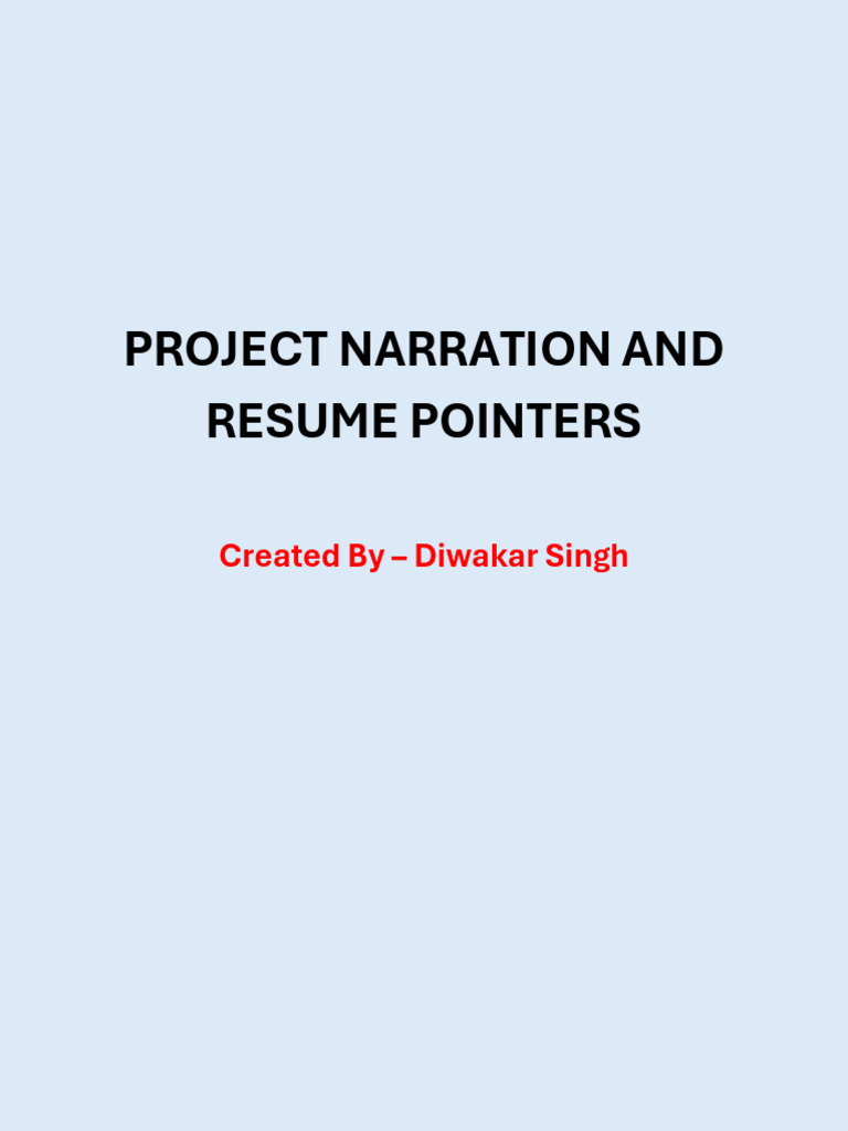 Project Narration and Resume Pointers | PDF | Quality Assurance ...