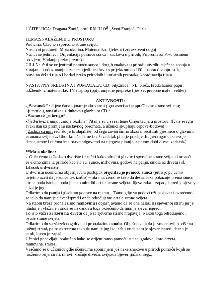 Orijentacija U Prostoru I Matematika | PDF