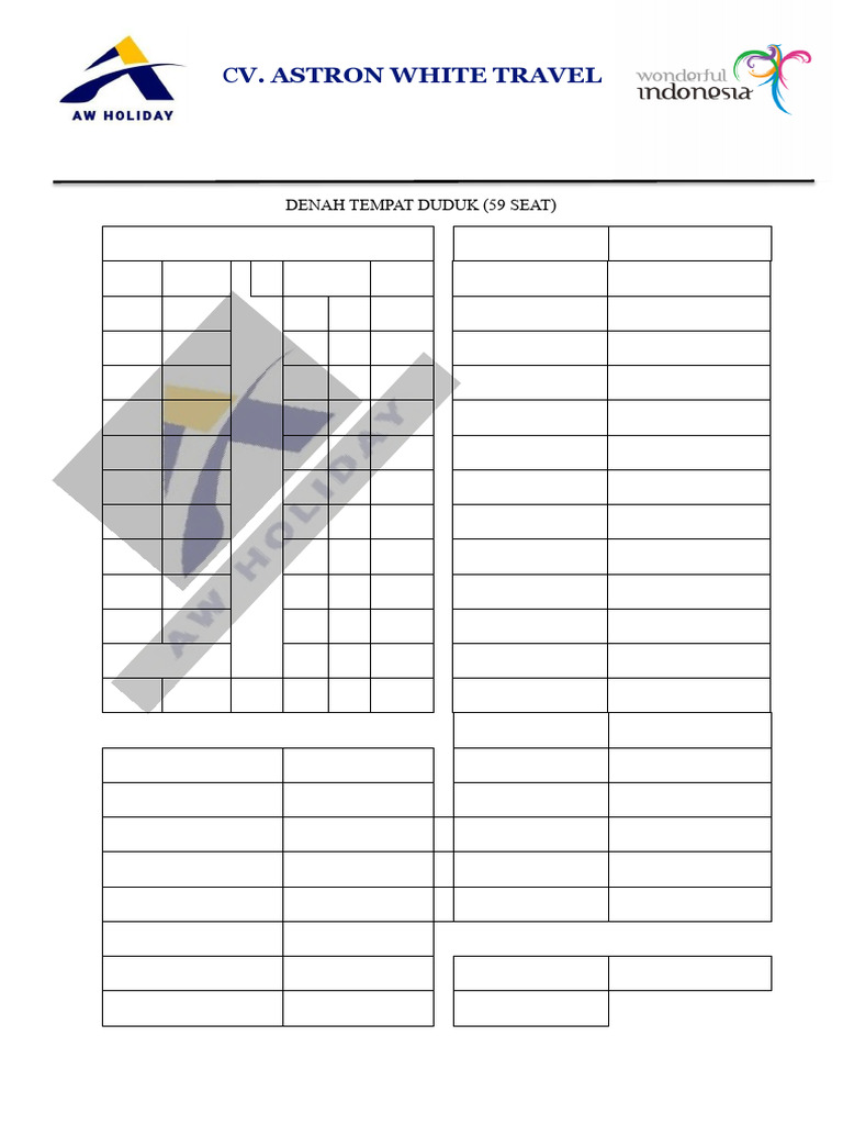 Denah Bus Seat 59 | PDF