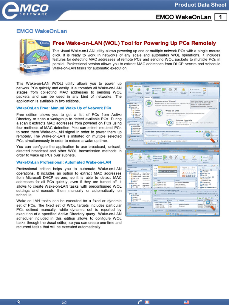 EMCO WakeOnLan Data Sheet | PDF | Computer Science | Network Protocols