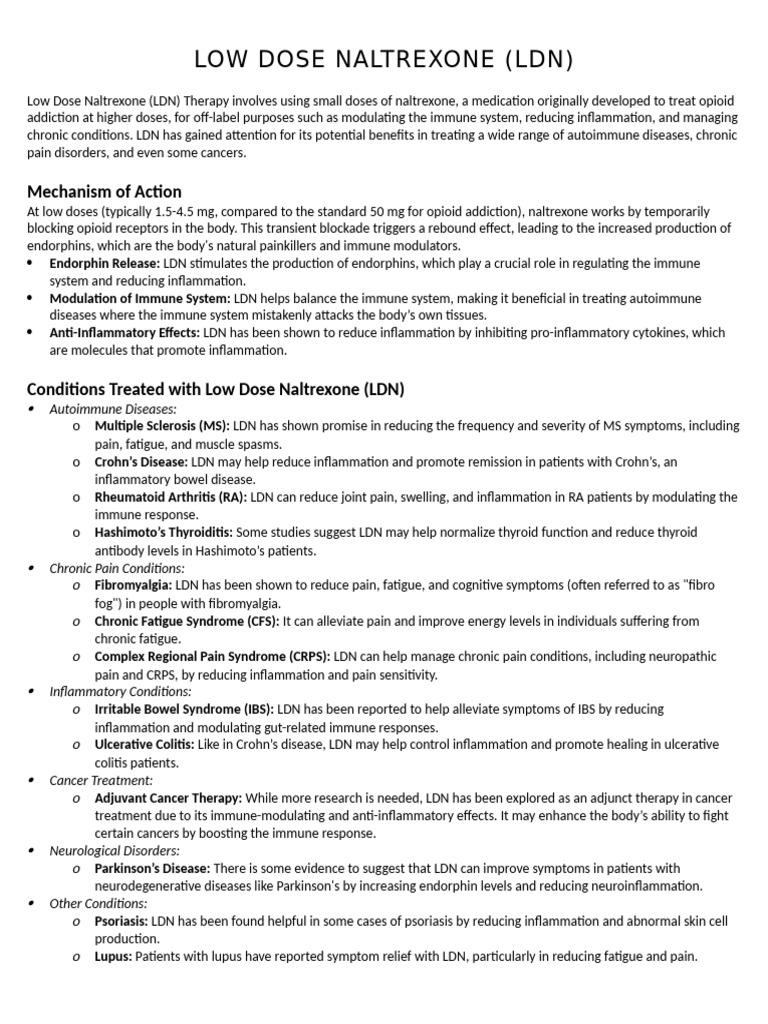 Consult - 2!09!25 2024 Handout Low Dose Naltrexone | PDF | Autoimmune ...