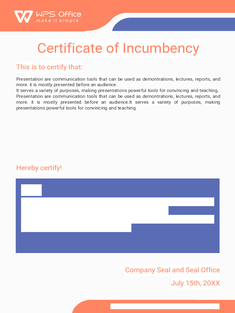 Certificate of Incumbency Sample | PDF