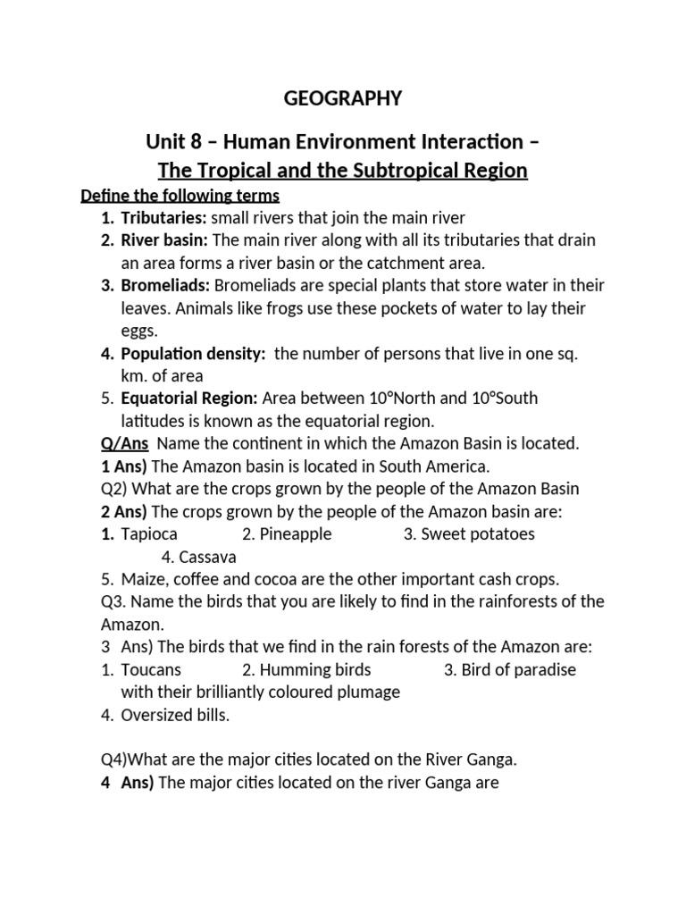 The Tropical and The Sub-Tropical Region | PDF | Amazon Rainforest ...