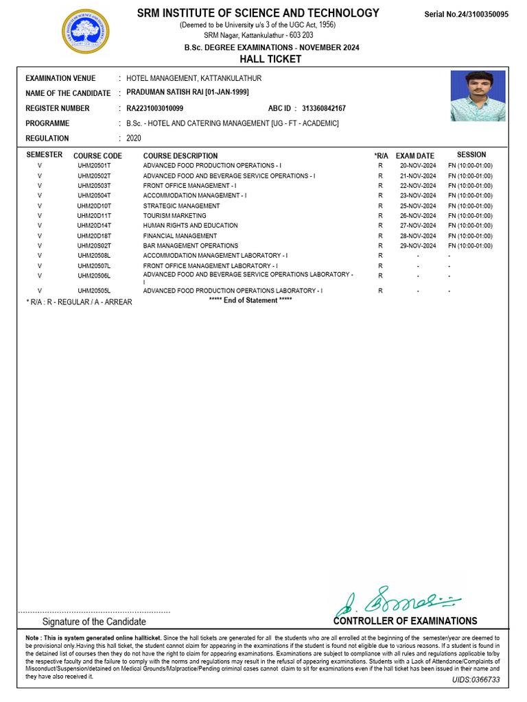 StudentHallticketinner JSP | PDF