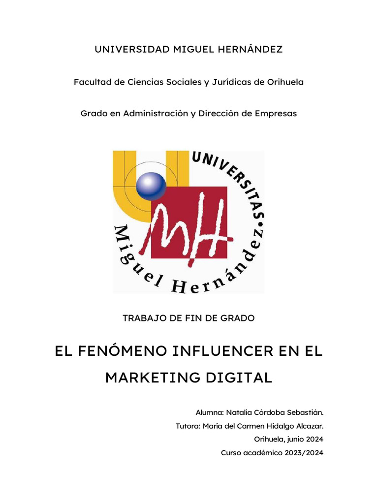 TFG ADE Cordoba Sebastian Natalia | PDF | Marketing | Publicidad digital