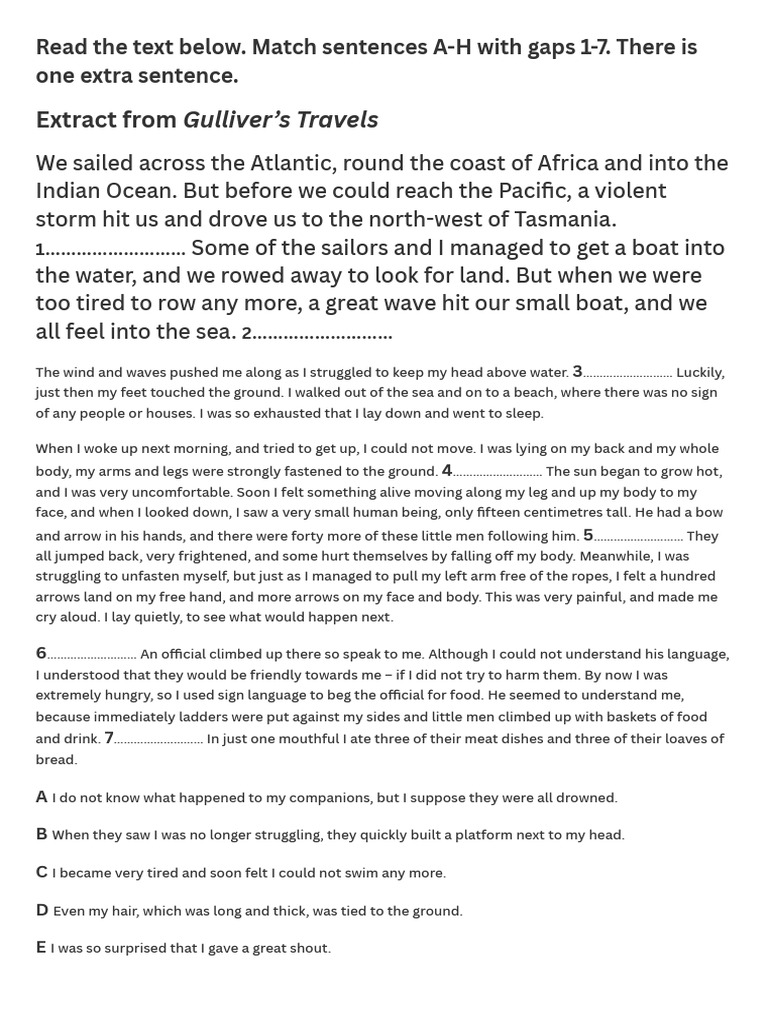 Read The Text Below. Match Sentences A-H With Gaps 1-7. There Is One Extra Sentence. | PDF