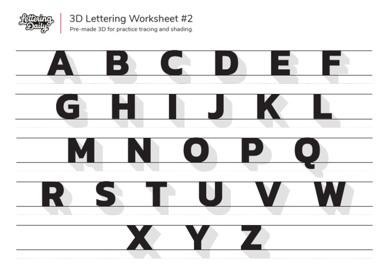 3D Lettering Practice Worksheet #2 | PDF