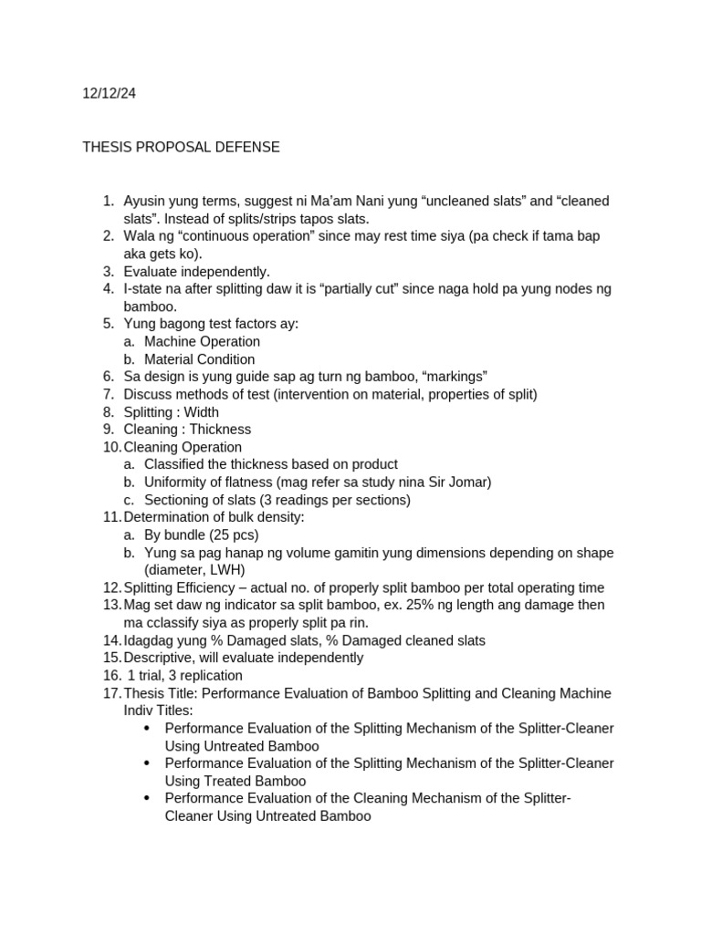 BSCM Thesis Proposal Defense Comments Suggestions | PDF