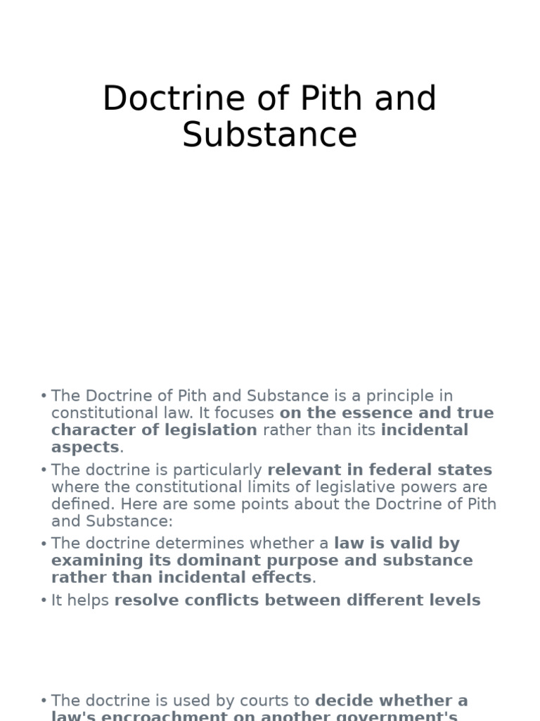 Understanding the Doctrine of Pith and Substance | PDF | Political ...