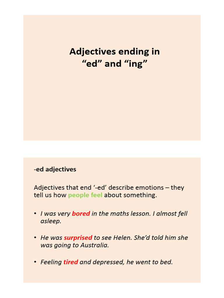 Adjectives Ed and Ing Ending 2 | PDF