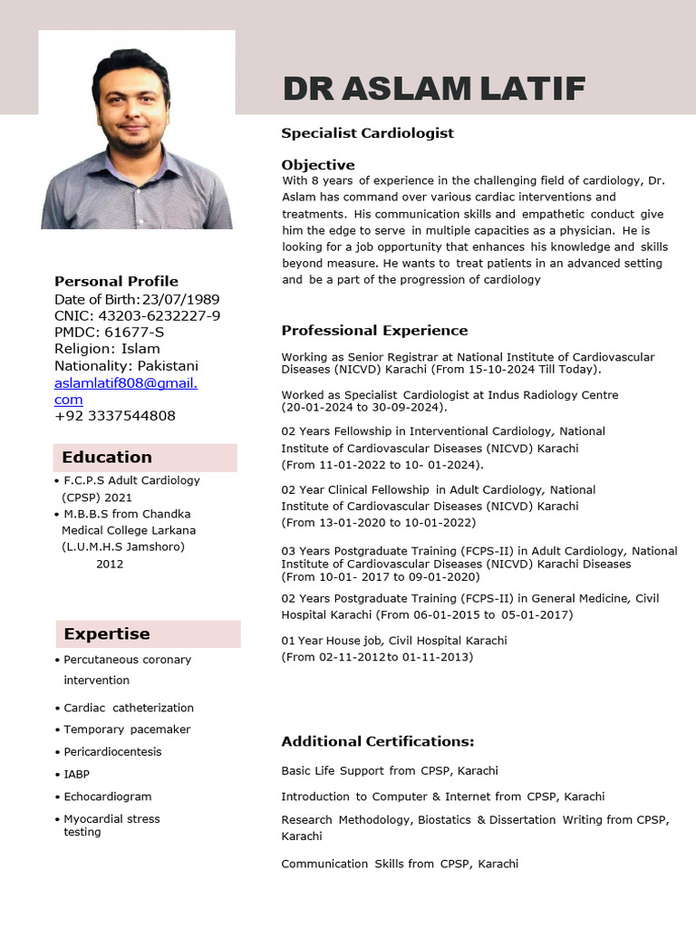 Dr Aslam Latif-1 | PDF | Cardiology | Medical Specialties