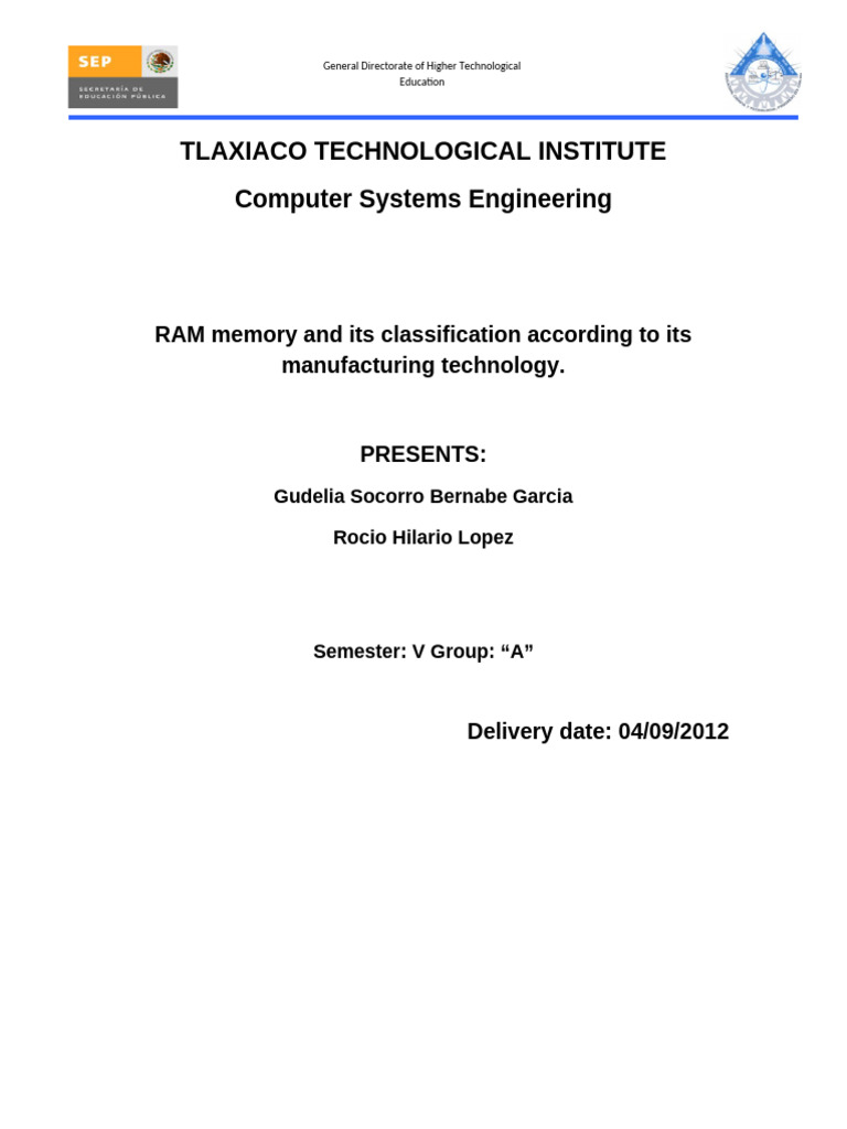 RAM Classification by Manufacturing Tech | PDF | Random Access Memory ...