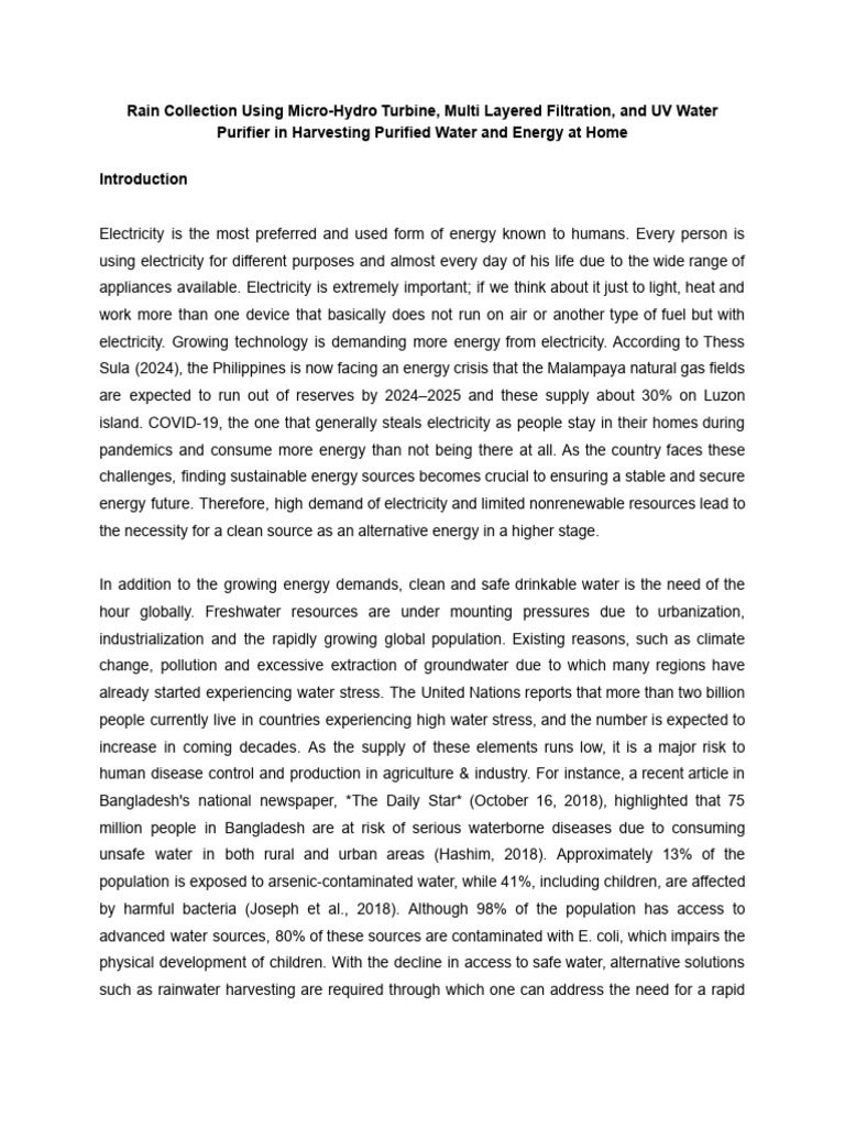 Micro-Hydro Turbine Water Filtration | PDF | Water | Energy Development