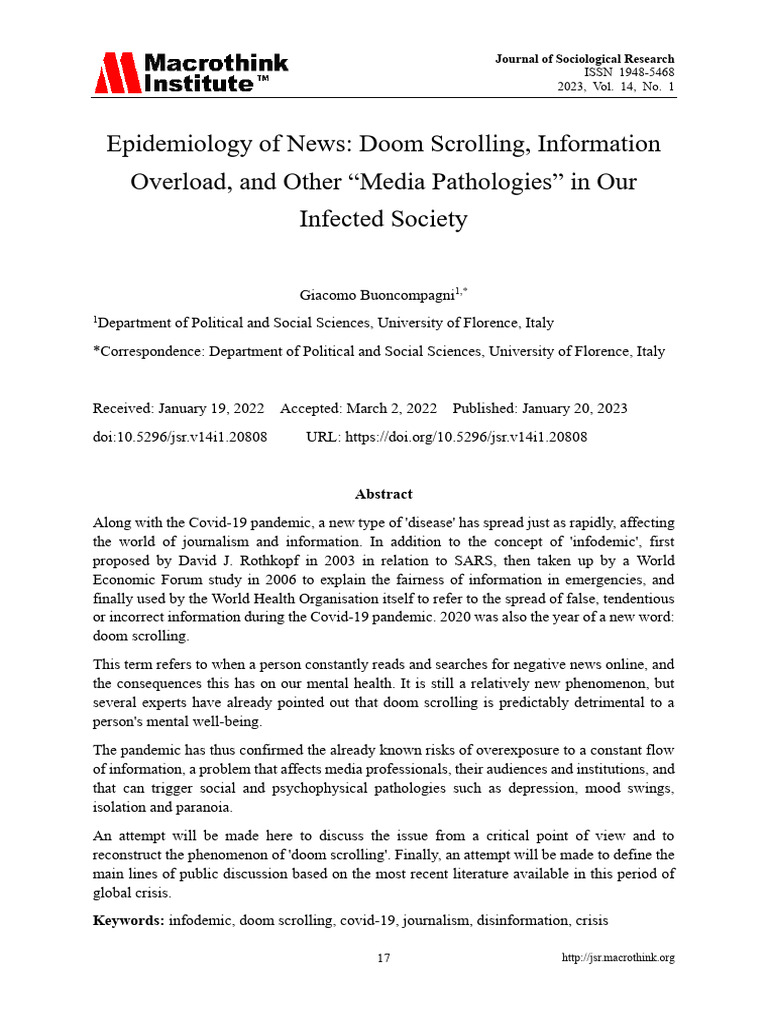 Doom Scrolling: Media Pathologies Explored | PDF | News | Bias