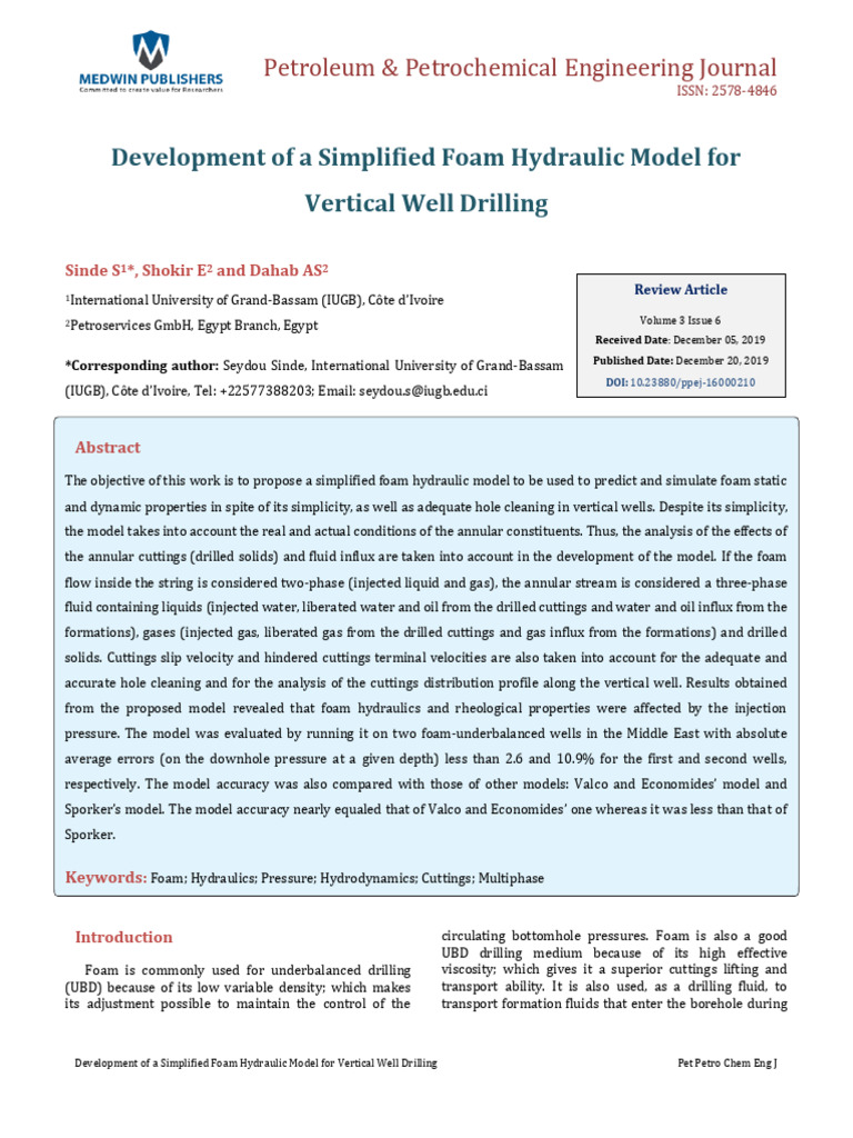Simplified Foam Hydraulic Model for Drilling | PDF | Fluid Dynamics ...
