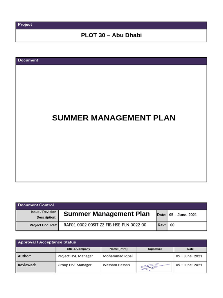 Abu Dhabi Summer Management Plan | PDF | Hyperthermia | Diseases And ...