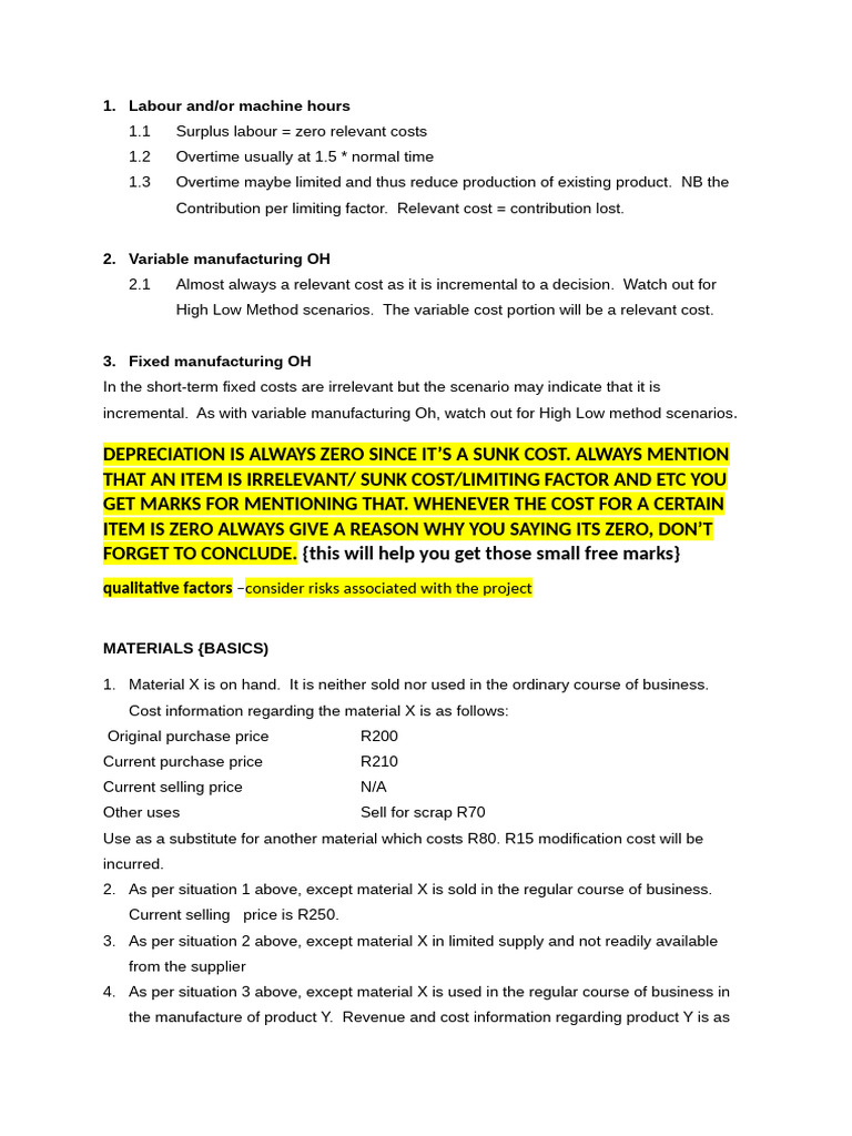 Relevant Costing Questions | PDF | Salary | Labor