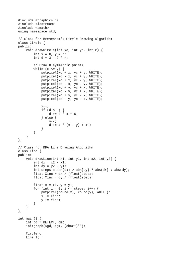 Write C++ Program To Draw The Following Pattern. Use DDA Line and ...