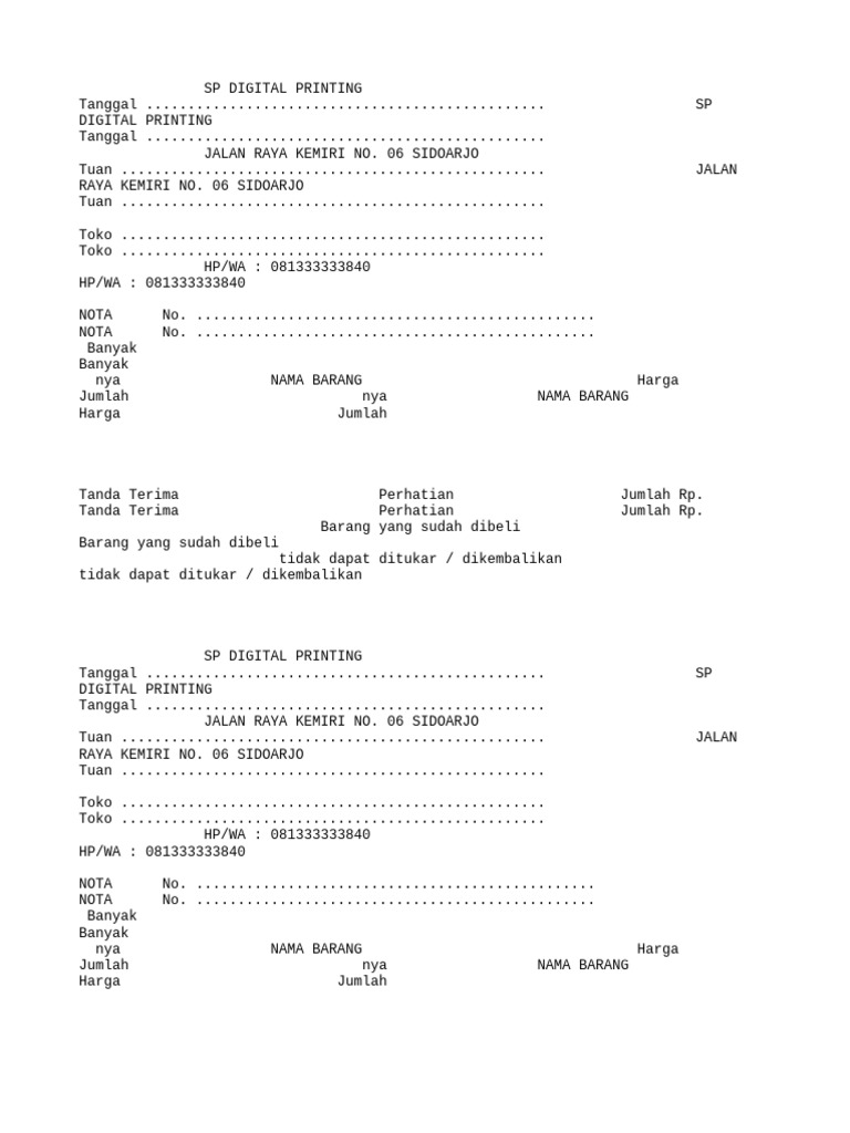 A4 Nota Kosong | PDF