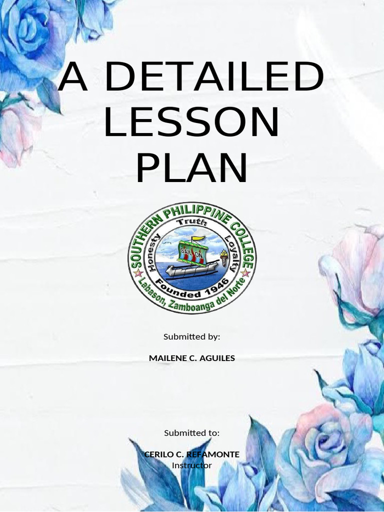 A Detailed Lesson Plan Cover Page | PDF
