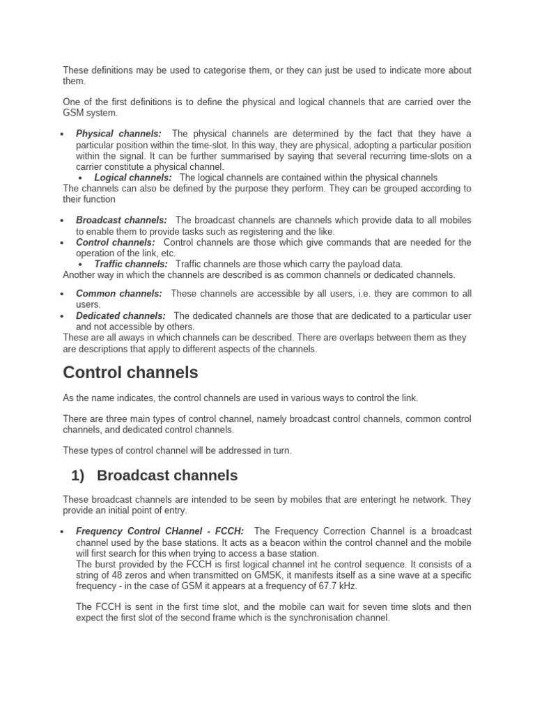 Understanding 2G Channel Types | PDF | Information And Communications ...