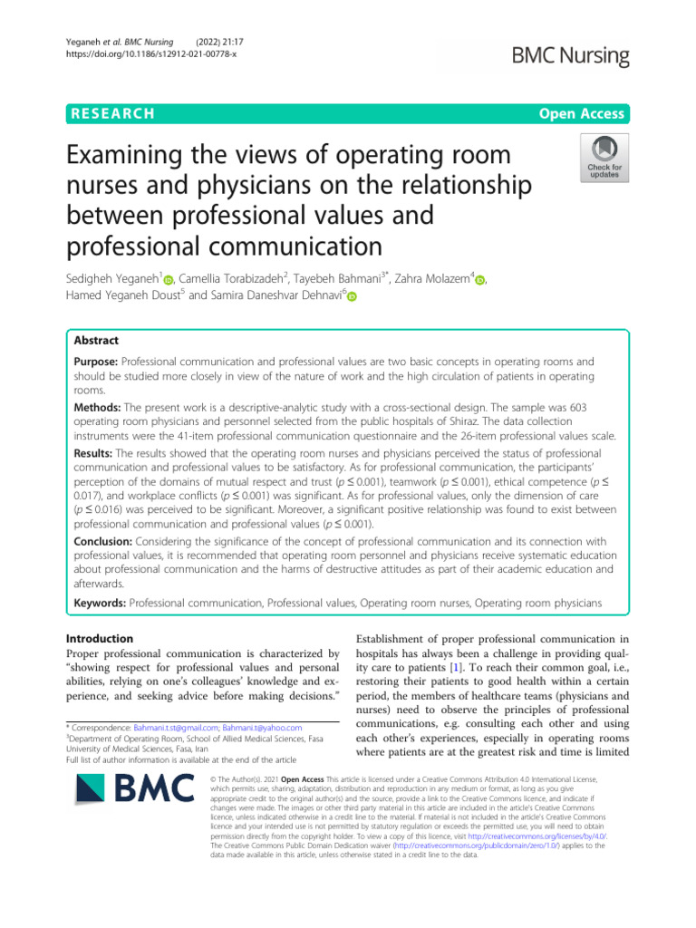 Examining The Views of Operating Room Nurses and Clinicians On ...