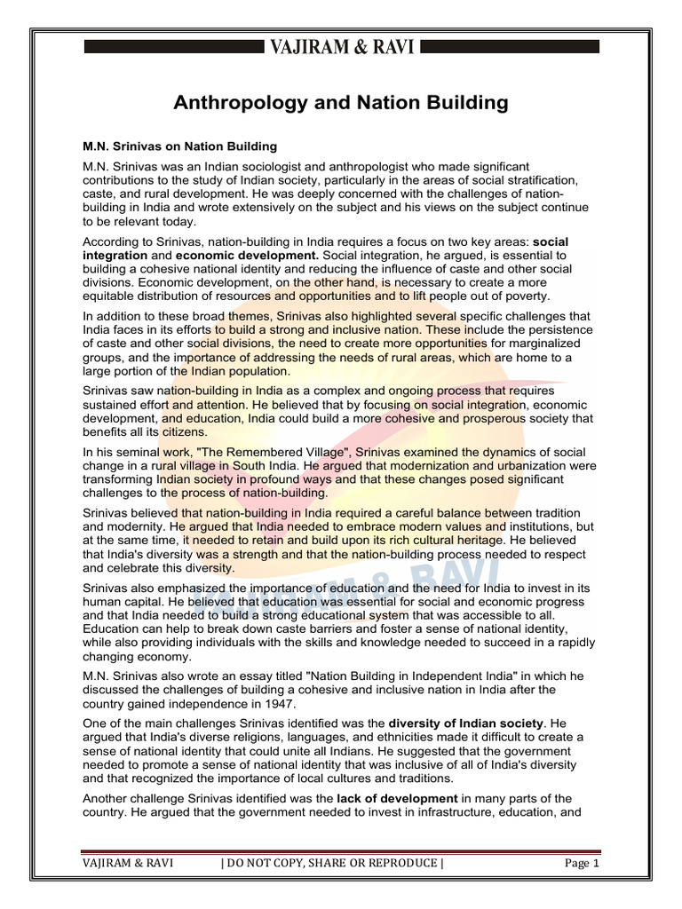Nation-Building Insights from M.N. Srinivas | PDF | Identity (Social ...