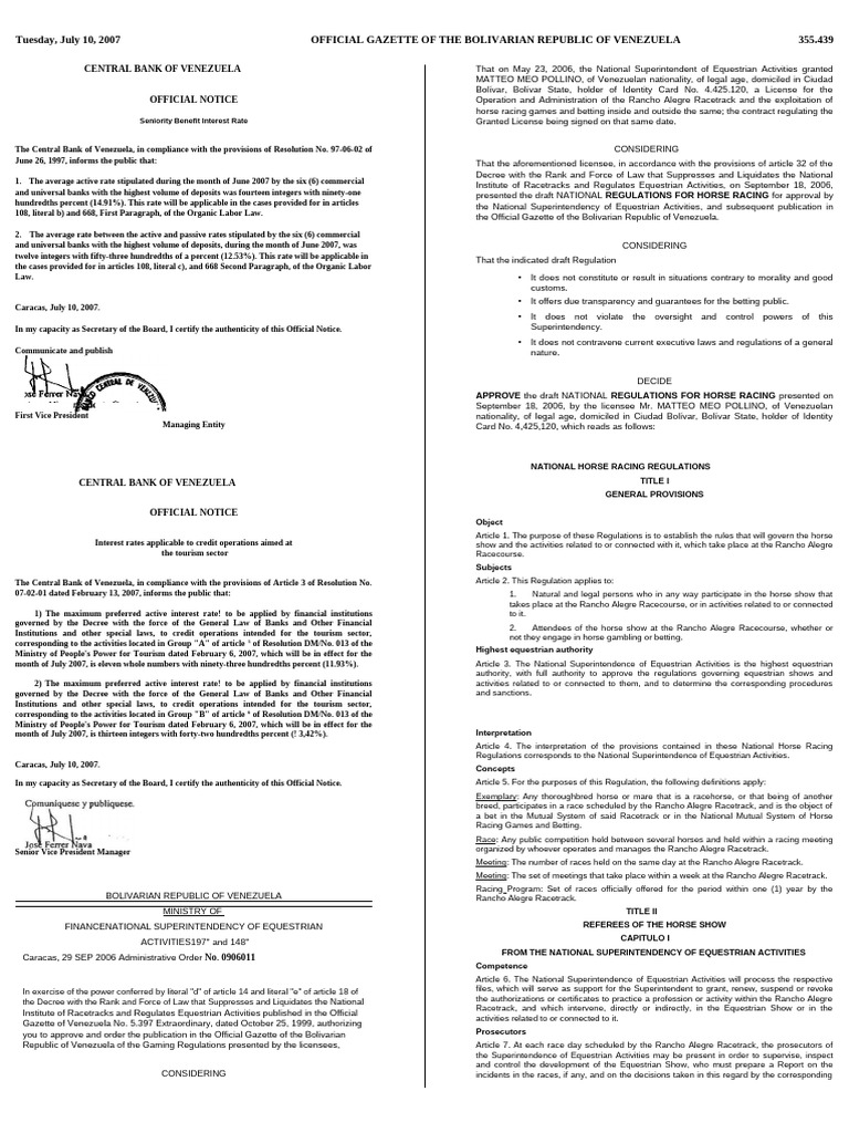 National Regulation of Horse Racing | PDF | Equestrianism | Jockey