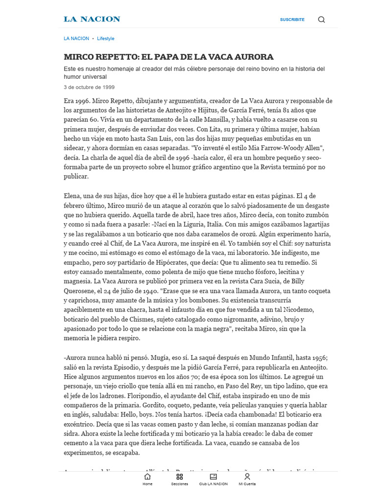 MIRCO REPETTO_ EL PAPA DE LA VACA AURORA - LA NACION | PDF