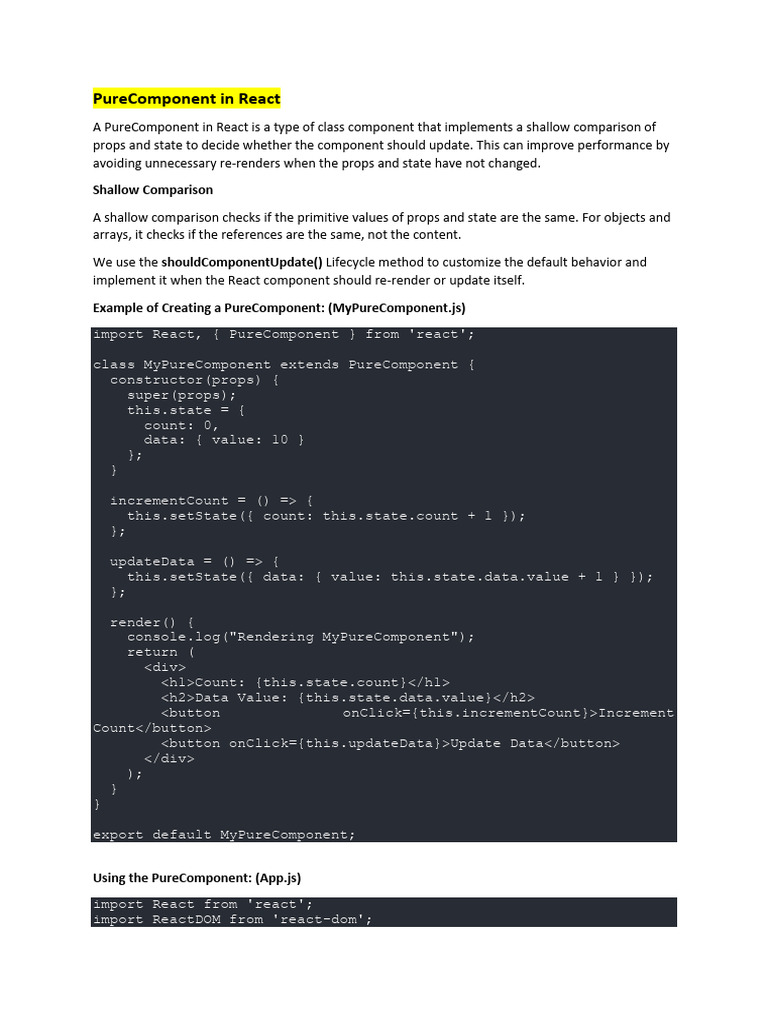 PureComponents | PDF | Constructor (Object Oriented Programming) | Programming
