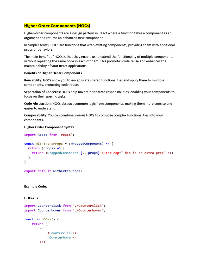 Higher Order Components | PDF | Computer Programming | Computer Engineering