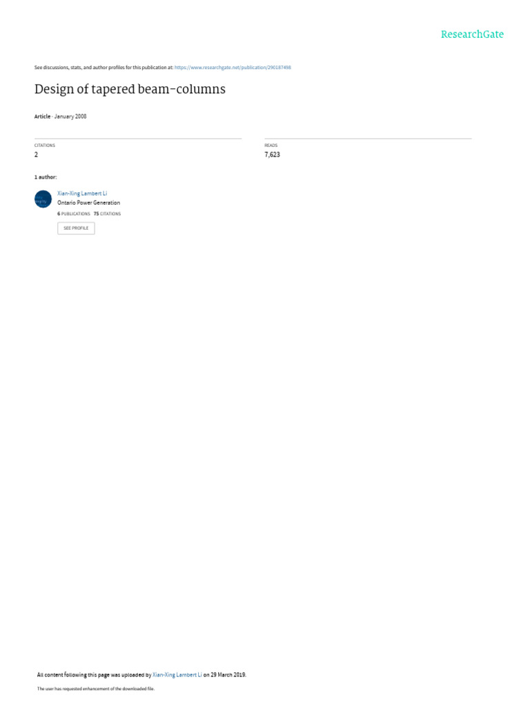 Design of Tapered Beam-Columns | PDF | Buckling | Bending