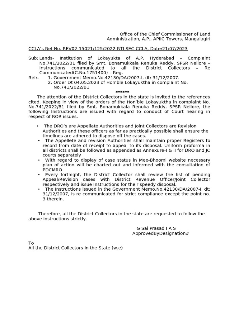 CCLA's Instructions On ROR Cases | PDF