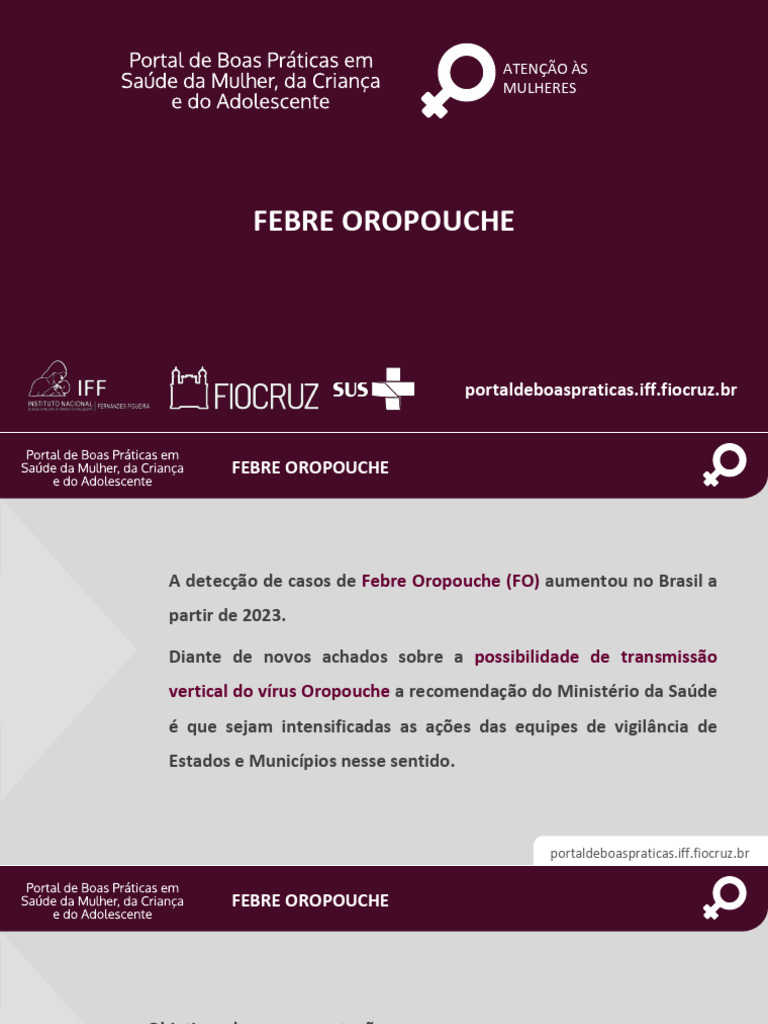 Vigilância da Febre Oropouche em Gestantes | PDF | Gravidez | Vírus da Zika