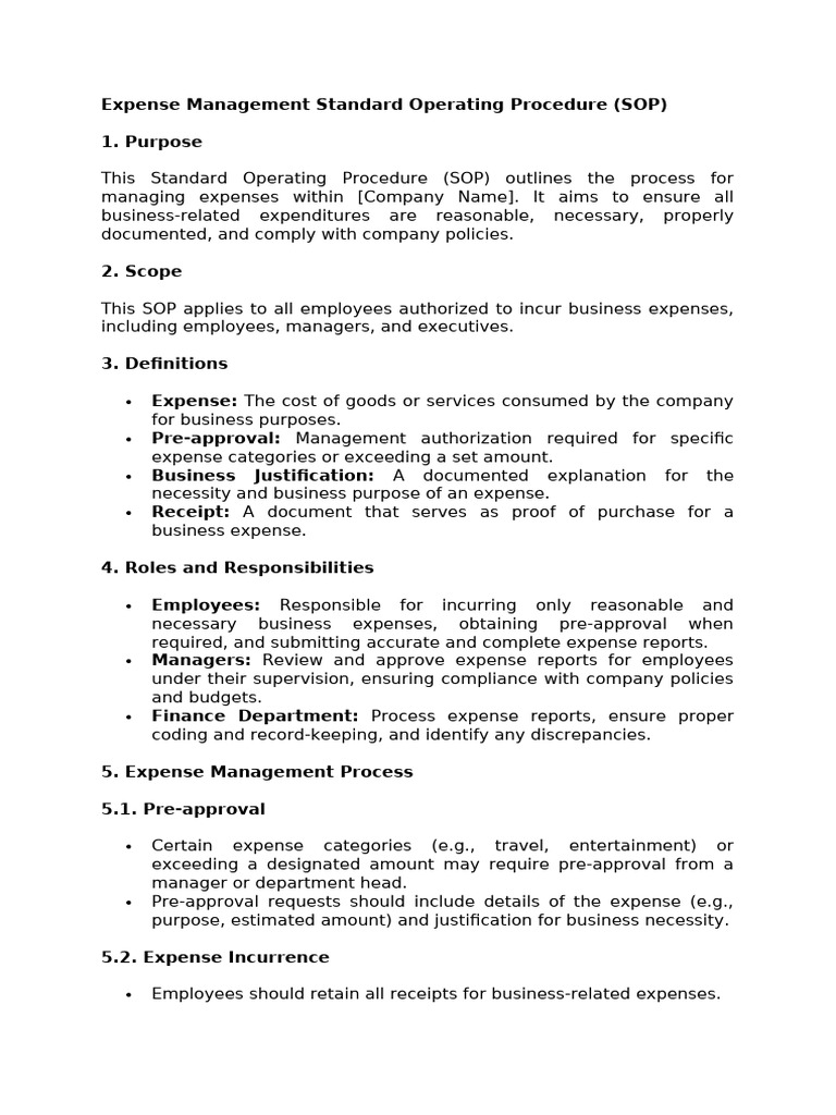 Expense Management SOP for Employees | PDF | Expense | Business