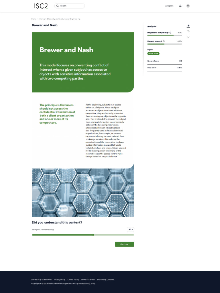 Domain 3 Security Architecture and Engineering - Brewer and Nash | PDF
