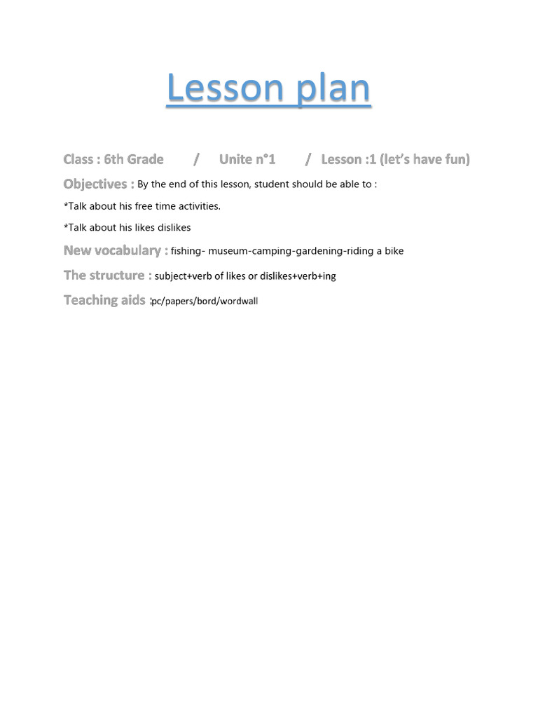 Lesson Plan2 | PDF