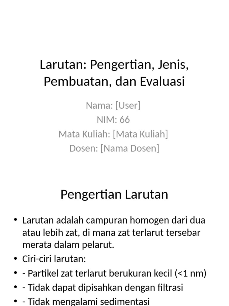 Larutan PPT Lengkap | PDF