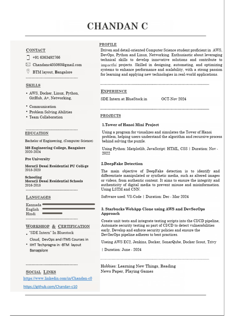 Chandan CV | PDF | Computing | Information Technology
