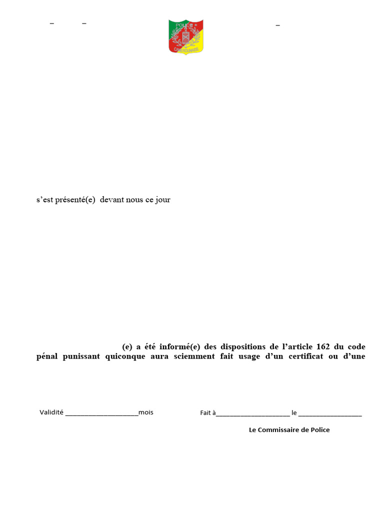 Attestation de déclaration de perte ou vol | PDF | Action légale ...