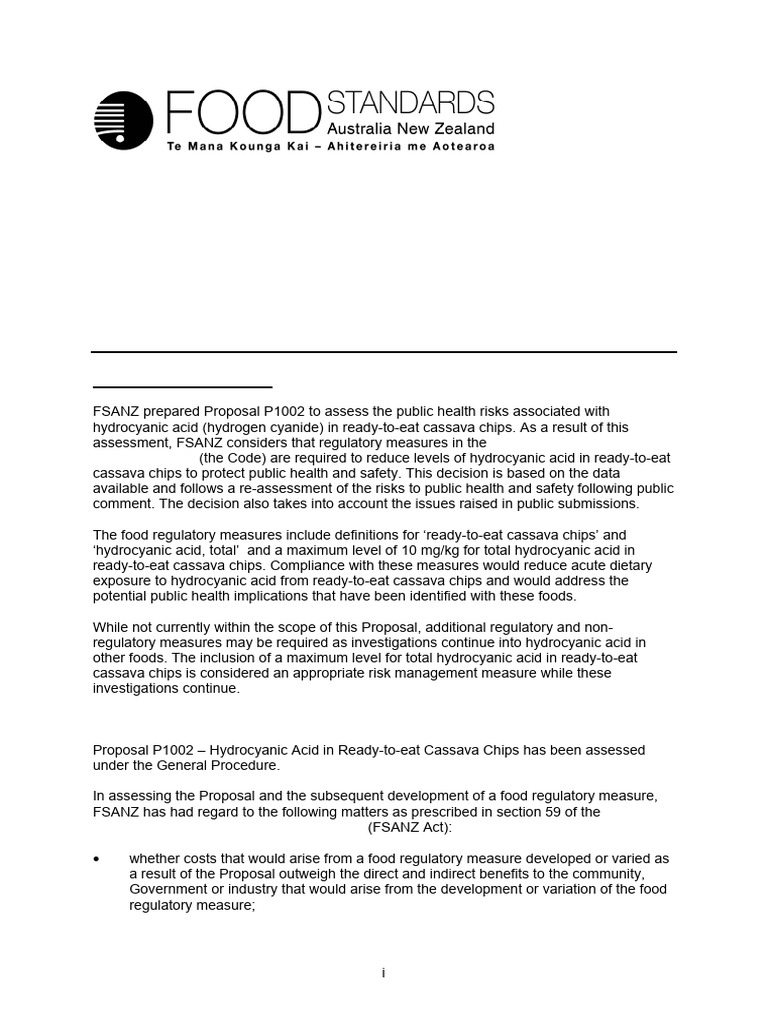 Cassava Chips Safety Regulations | PDF | Cyanide | Risk