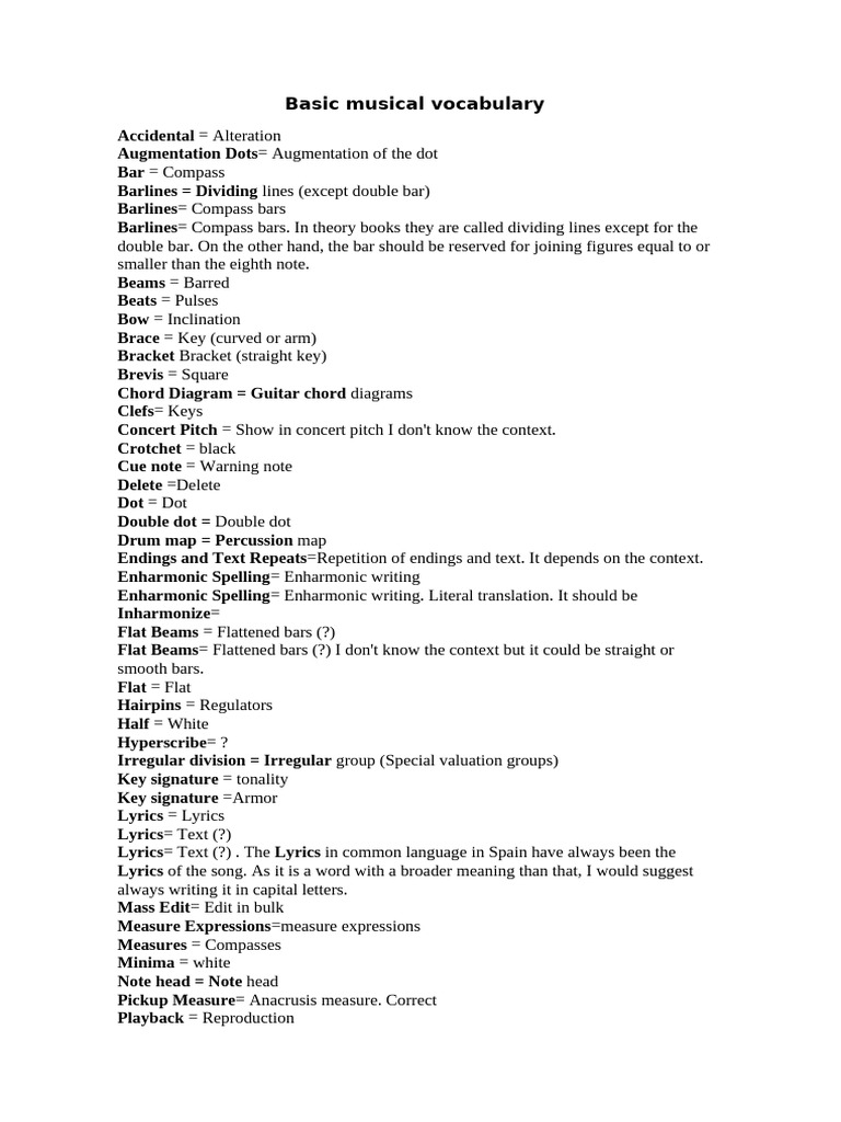 Essential Musical Vocabulary Guide | PDF