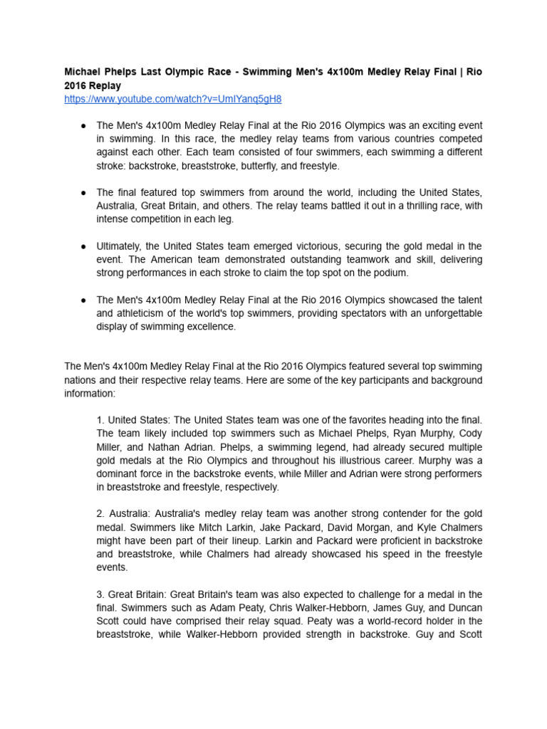 SPORTS FACT SHEET 2 | PDF | Swimming (Sport) | Swimming
