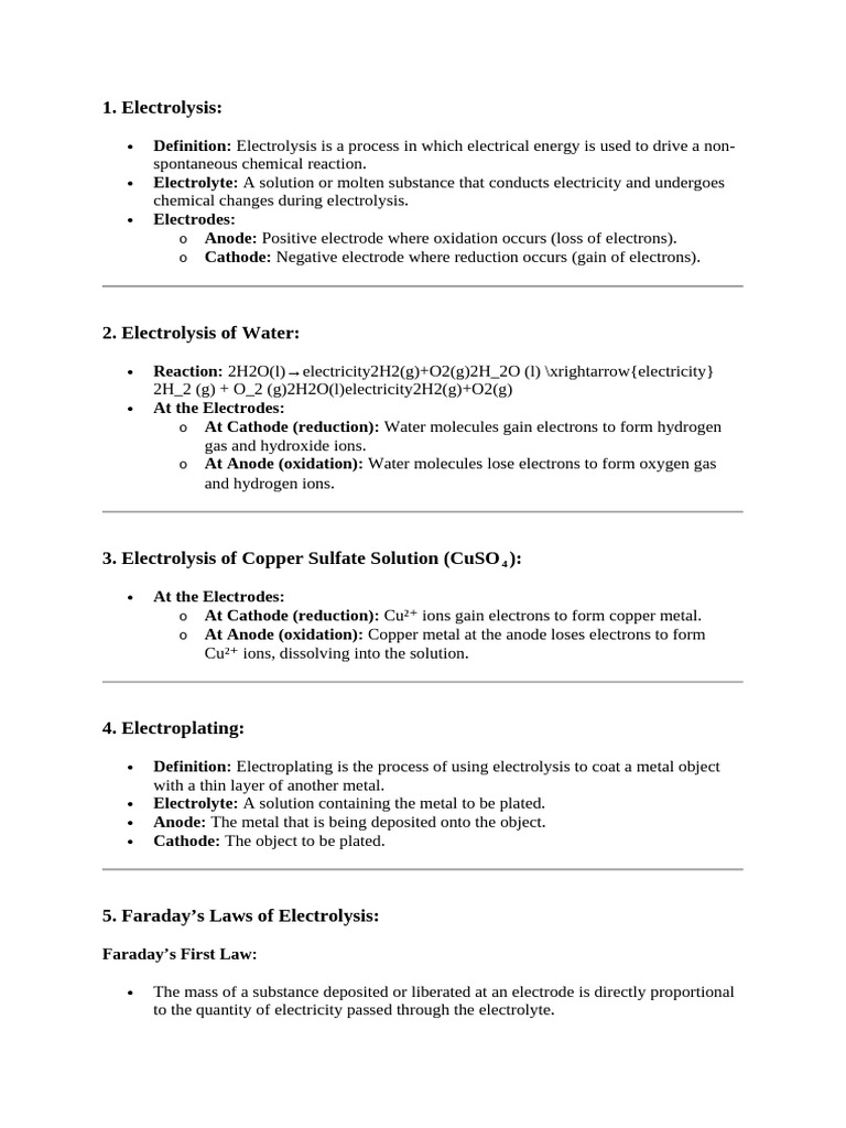 Electrolysis | PDF | Redox | Electrolyte