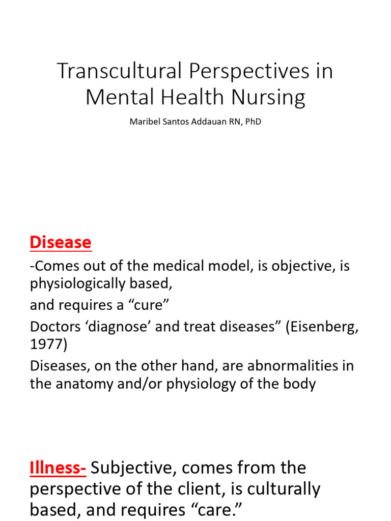 Transcultural Perspectives in Mental Health Nursing | PDF | Mental ...