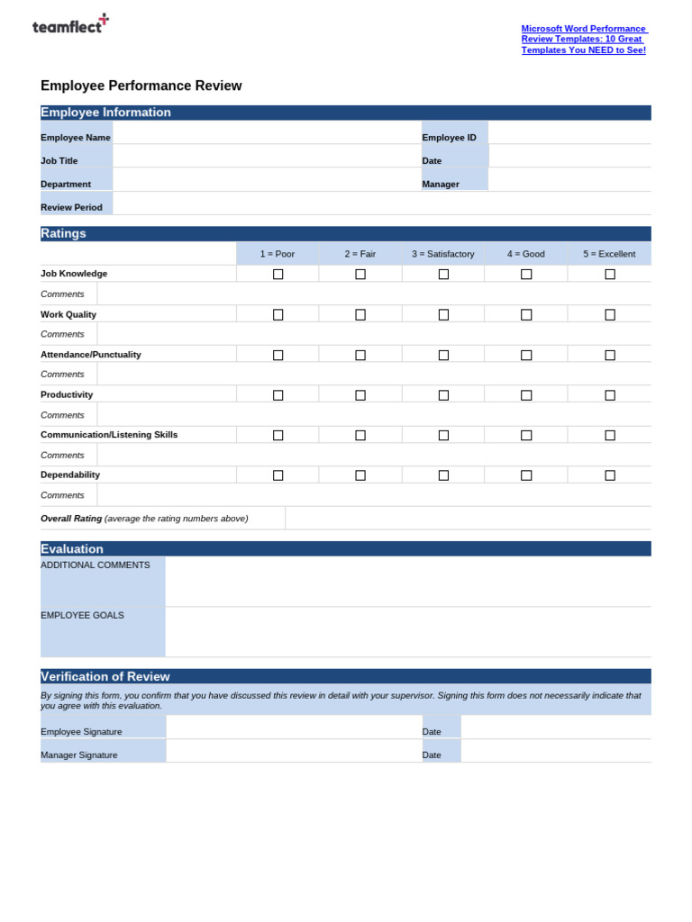 Performance Review Template | PDF